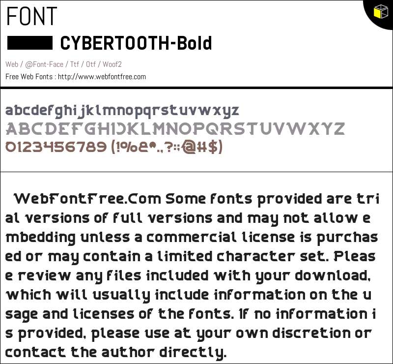 CYBERTOOTH Bold Fuentes Descargar - WebFontFree.Com