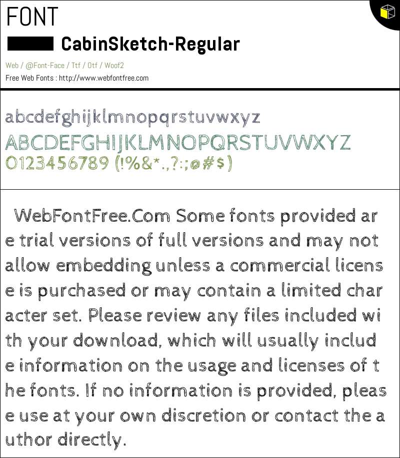 Cabin Sketch Regular Fonts Downloads - WebFontFree.Com