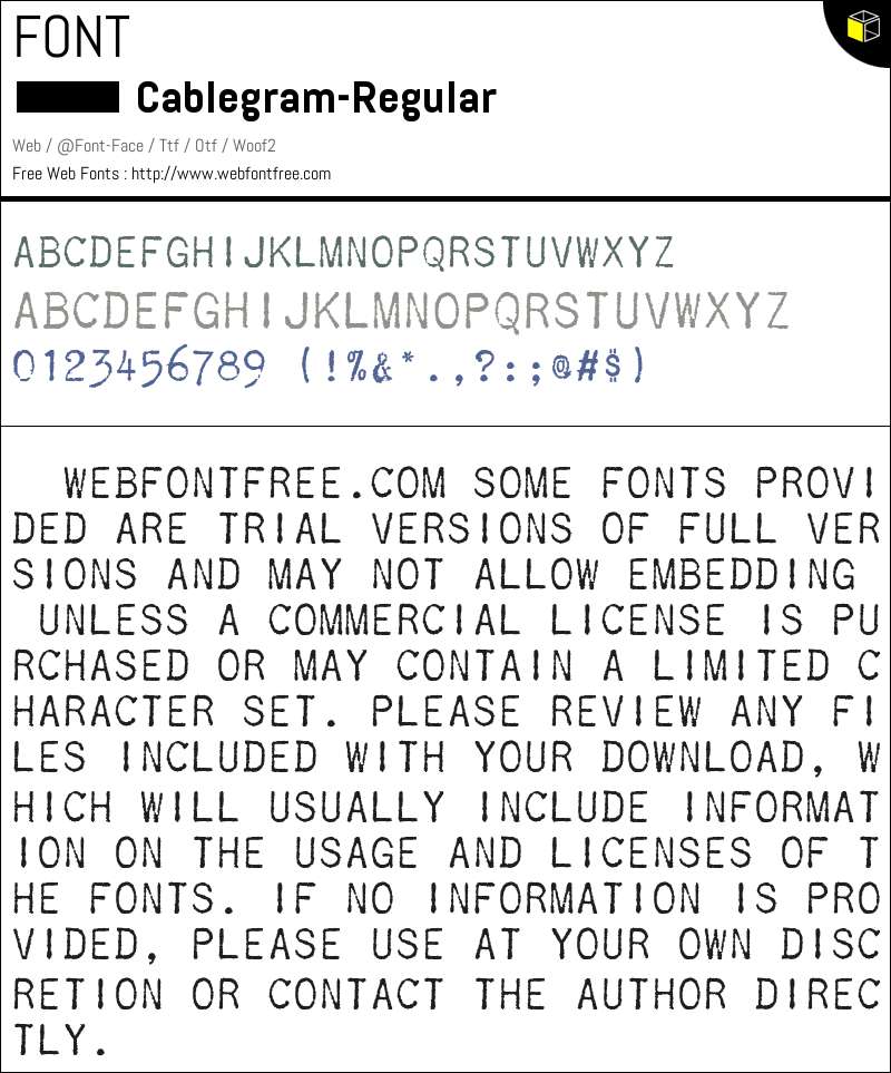 Cablegram-Regular Fonts Downloads - WebFontFree.Com