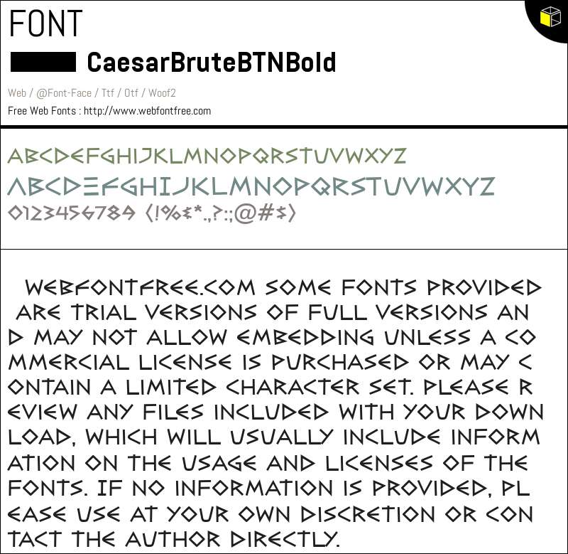 CaesarBrute BTN Bold Fonts Downloads - WebFontFree.Com