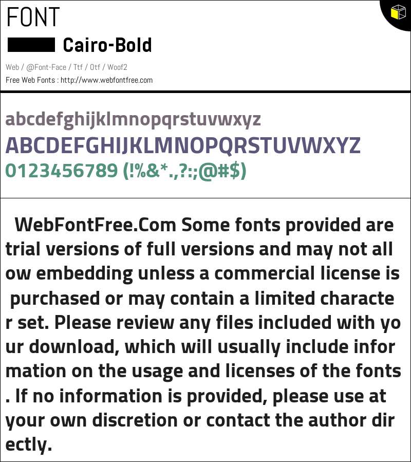 Cairo Bold 字体 下载 - WebFontFree.Com