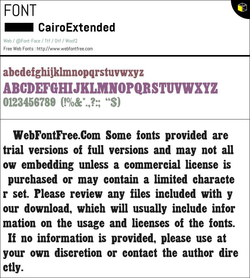 CairoExtended Regular Fonts Downloads - WebFontFree.Com