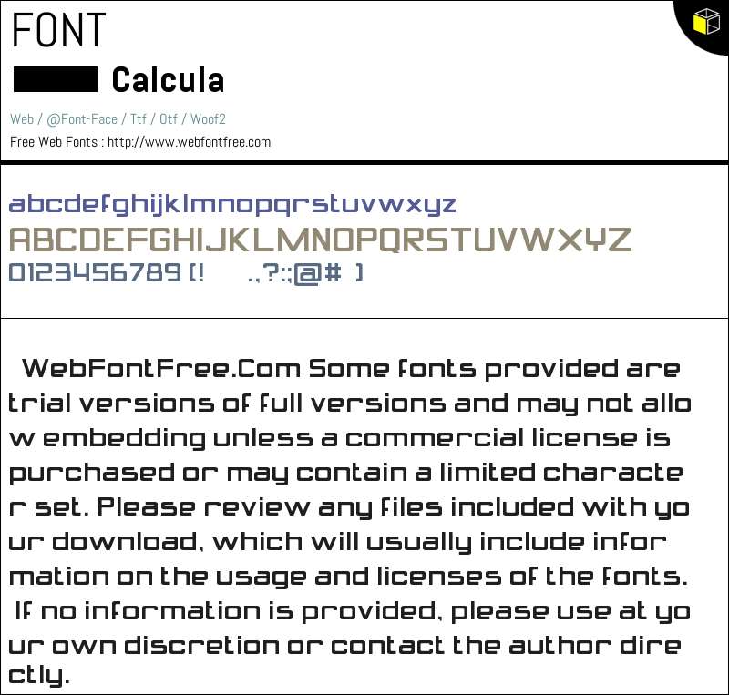 Calcula Fonts Downloads - WebFontFree.Com