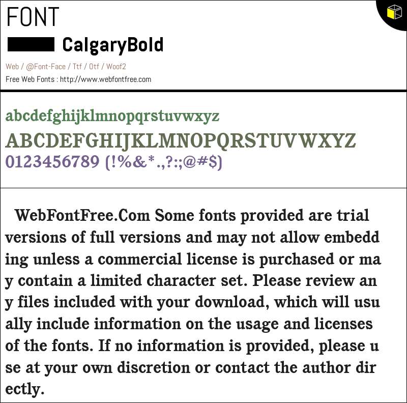 Calgary-Bold 字体 下载 - WebFontFree.Com