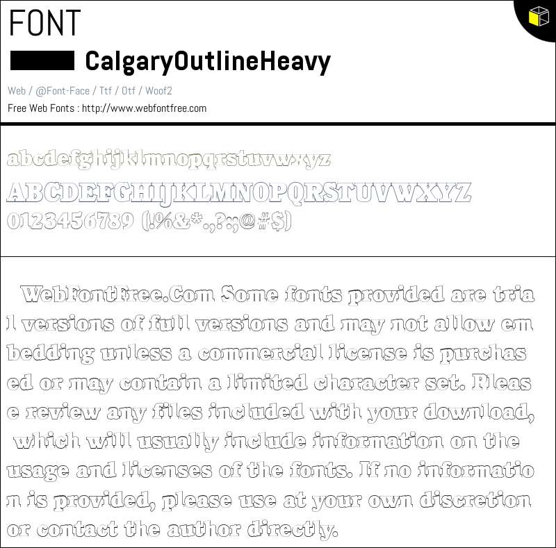 CalgaryOutline-Heavy-Regular Fonts Downloads - WebFontFree.Com