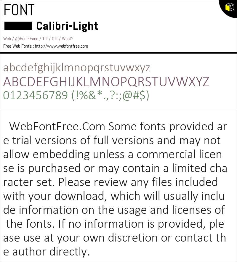 Calibri Light Fonts Downloads - WebFontFree.Com