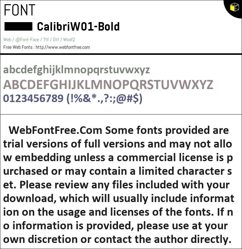 Calibri W01 Bold Fonts Downloads - WebFontFree.Com
