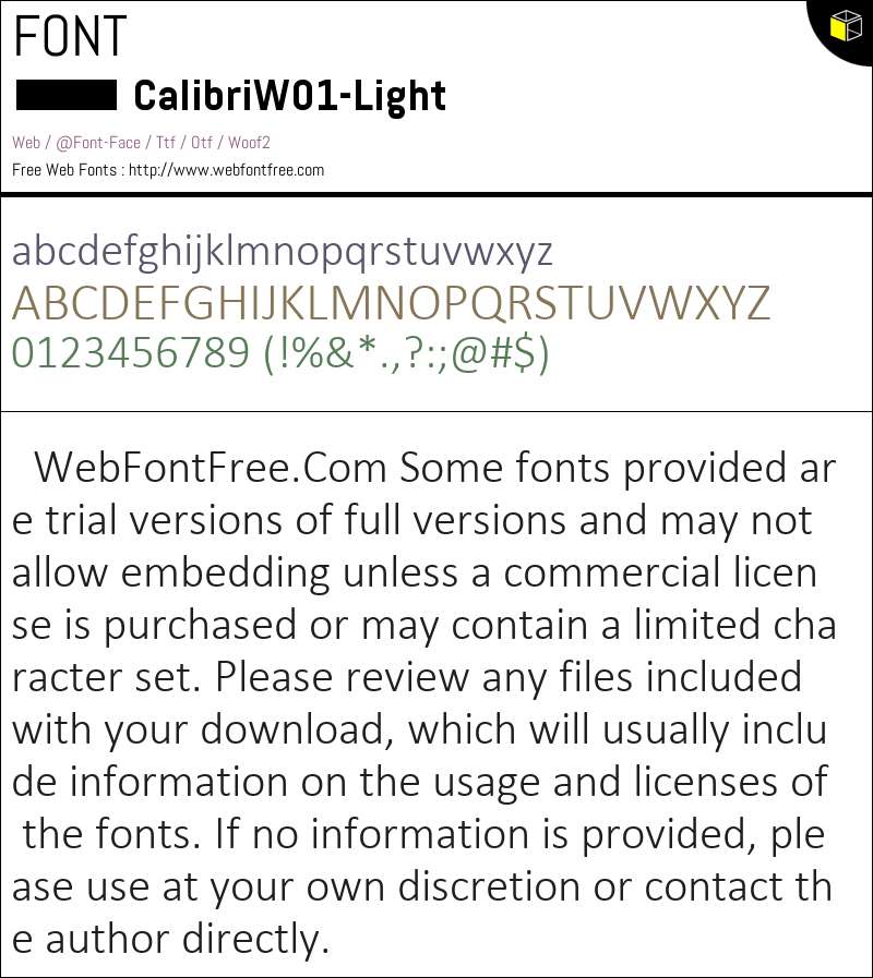 Calibri W01 Light Fonts Downloads - WebFontFree.Com