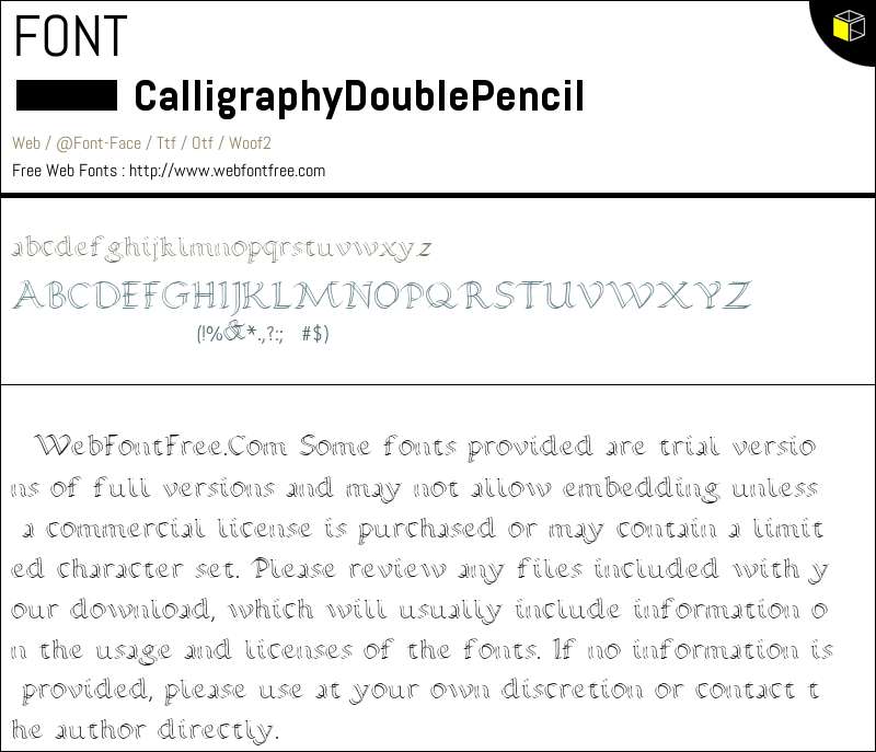 Calligraphy Double Pencil Fonts Downloads - WebFontFree.Com