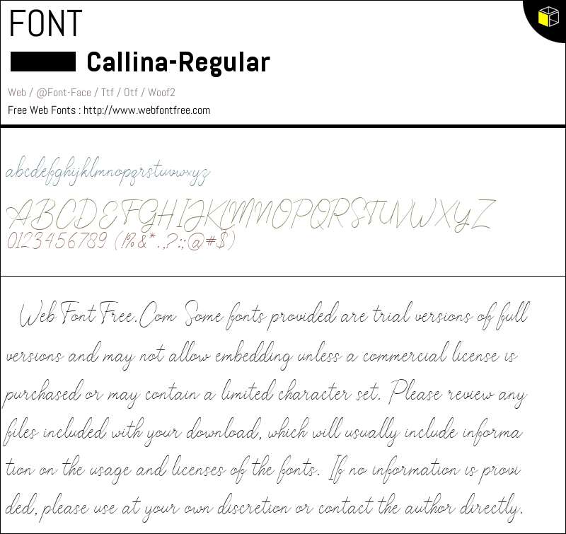 Callina Regular 字体 下载 - WebFontFree.Com
