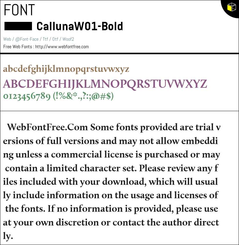 Calluna W01 Bold Fonts Downloads - WebFontFree.Com