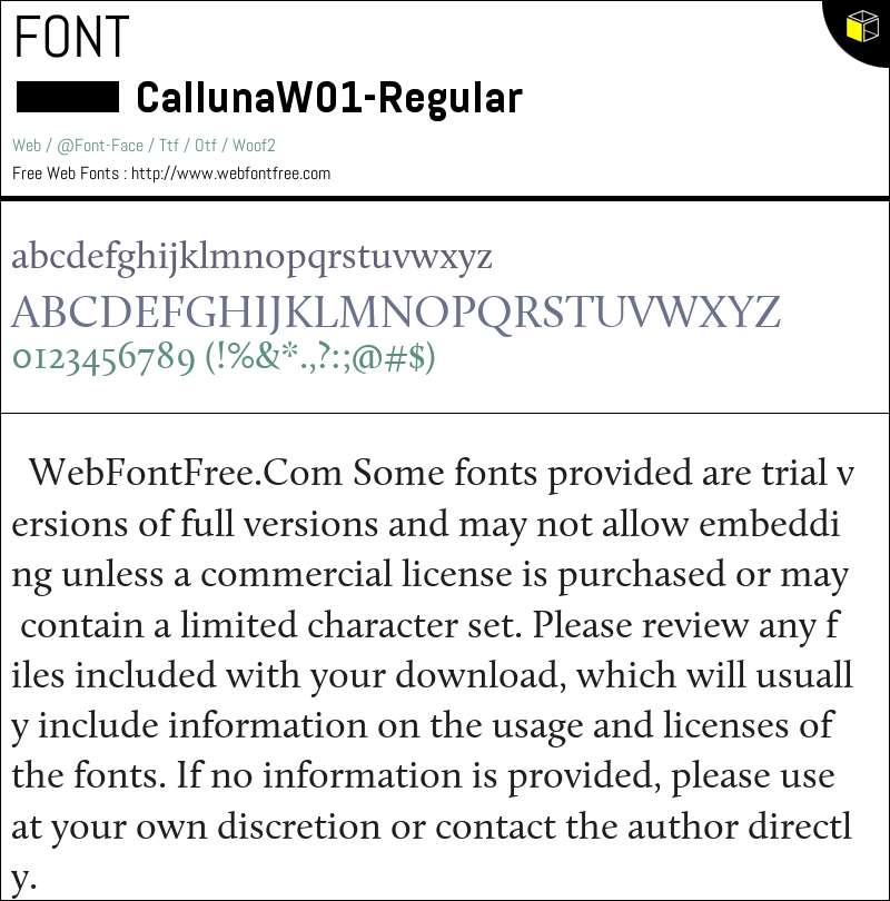 Calluna W01 Regular Fonts Downloads - WebFontFree.Com