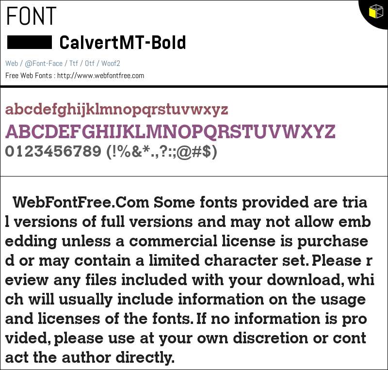 Calvert MT Bold Fonts Downloads - WebFontFree.Com