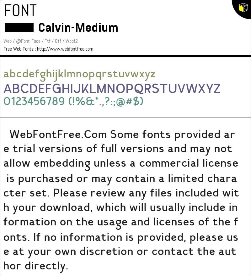Calvin-Medium Fonts Downloads - WebFontFree.Com