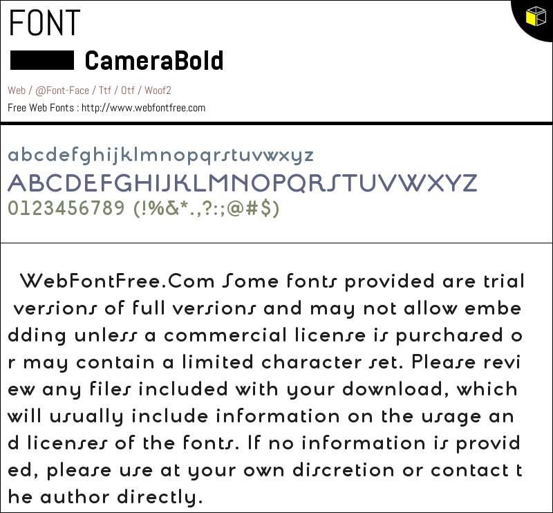 CameraBold Fonts Downloads - WebFontFree.Com