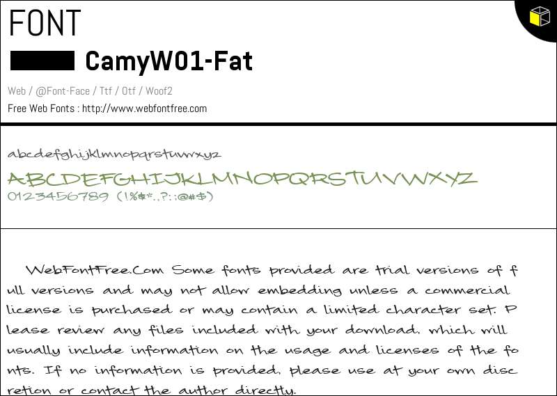 Camy W01 Fat Fonts Downloads - WebFontFree.Com