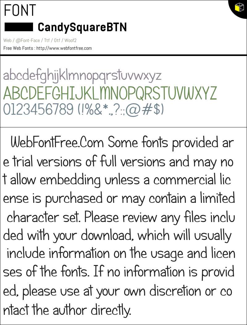 Candy Square BTN Fonts Downloads - WebFontFree.Com