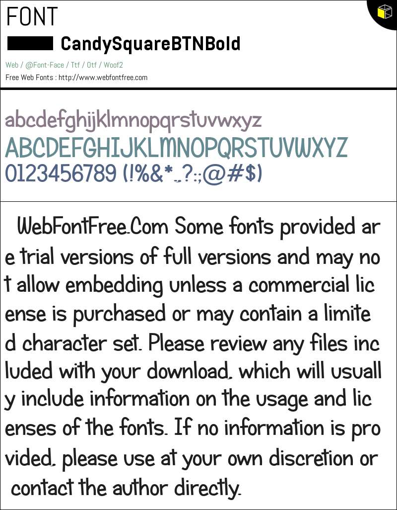 Candy Square BTN Bold Fonts Downloads - WebFontFree.Com