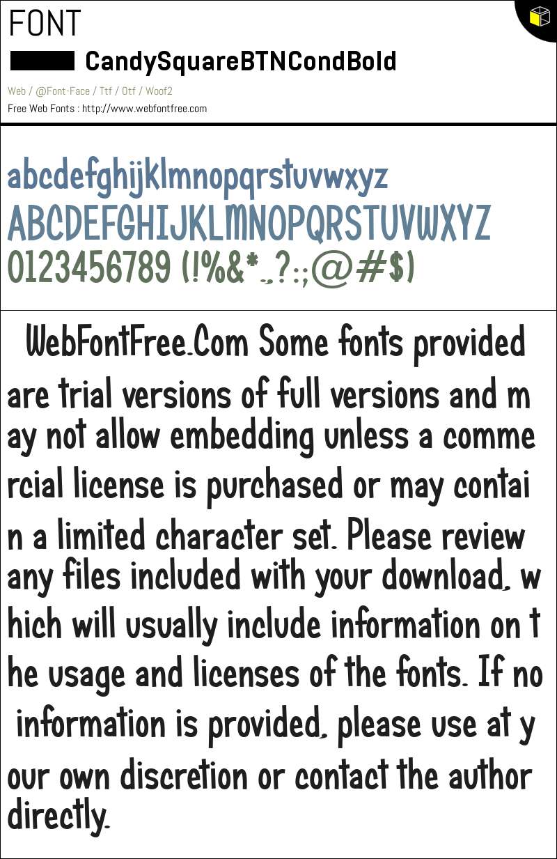 Candy Square BTN Cond Bold Fonts Downloads - WebFontFree.Com