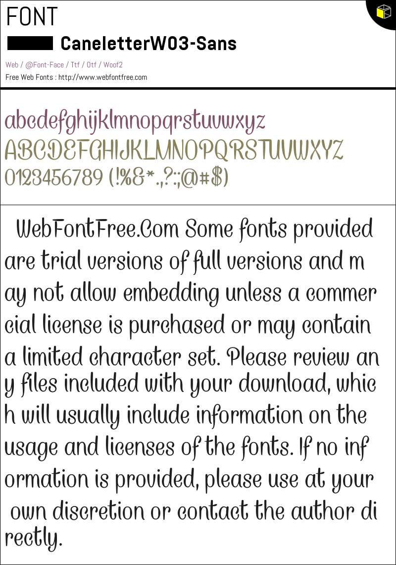 Caneletter W03 Sans Fonts Downloads - WebFontFree.Com
