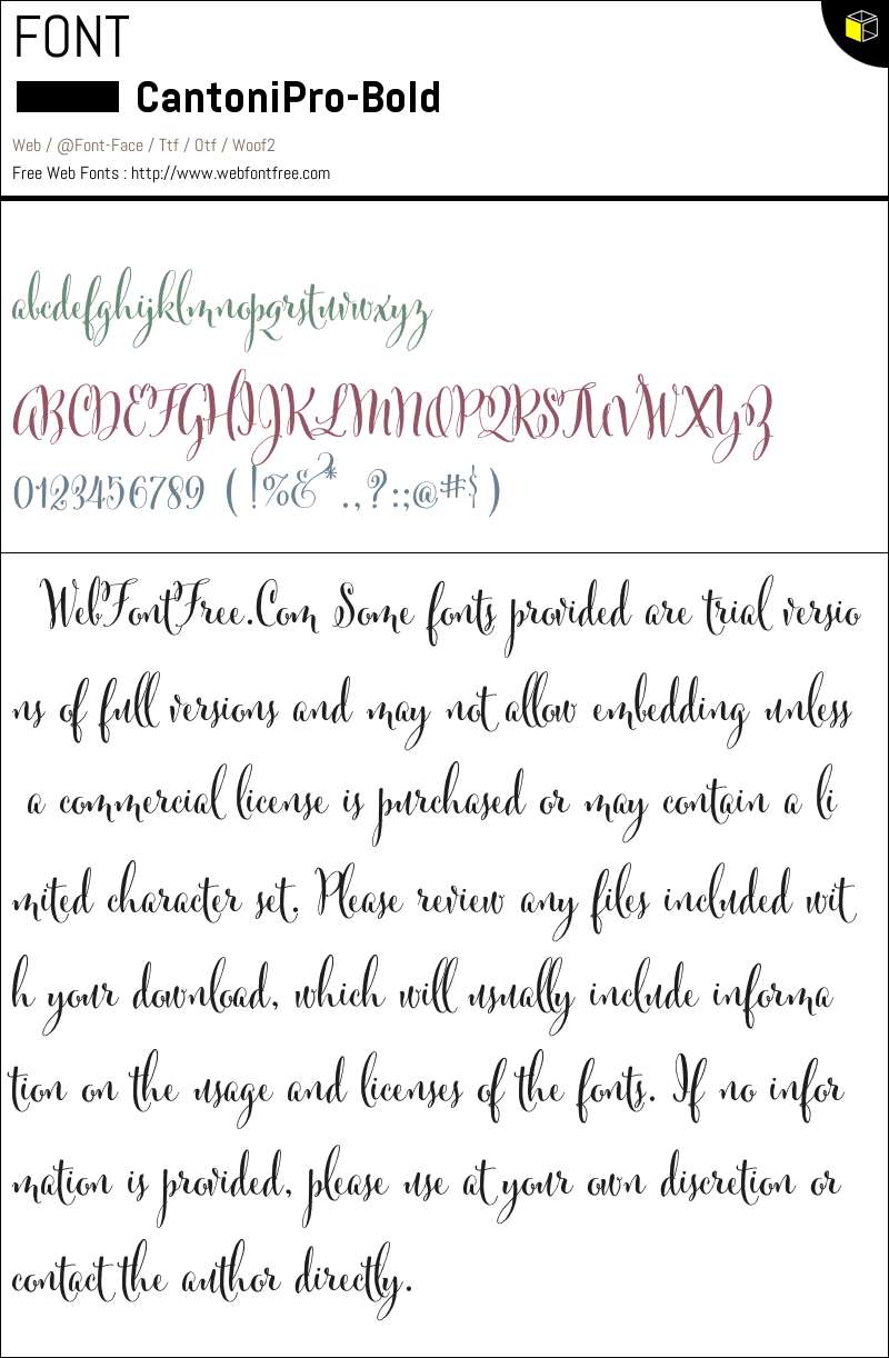 Cantoni Pro Bold Fonts Downloads - WebFontFree.Com