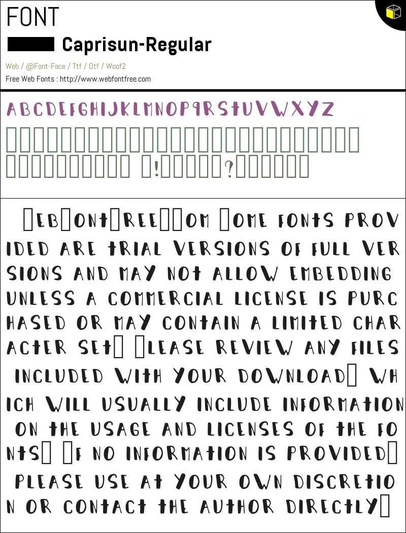 Caprisun Regular Fonts Downloads - WebFontFree.Com
