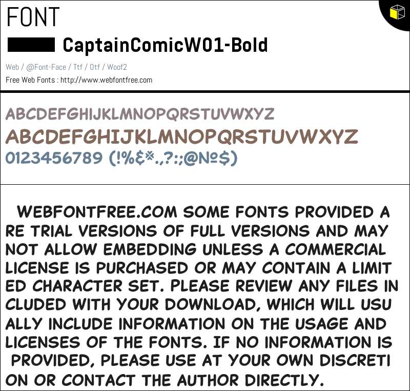 Captain Comic W01 Bold Fonts Downloads - WebFontFree.Com
