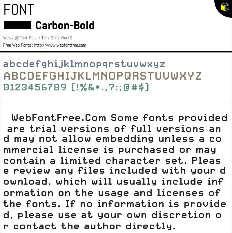 Carbon Bold 字体 下载 - WebFontFree.Com