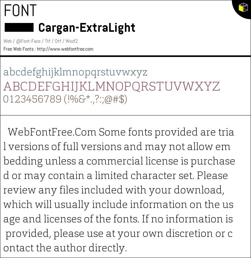 Cargan-ExtraLight Fonts Downloads - WebFontFree.Com