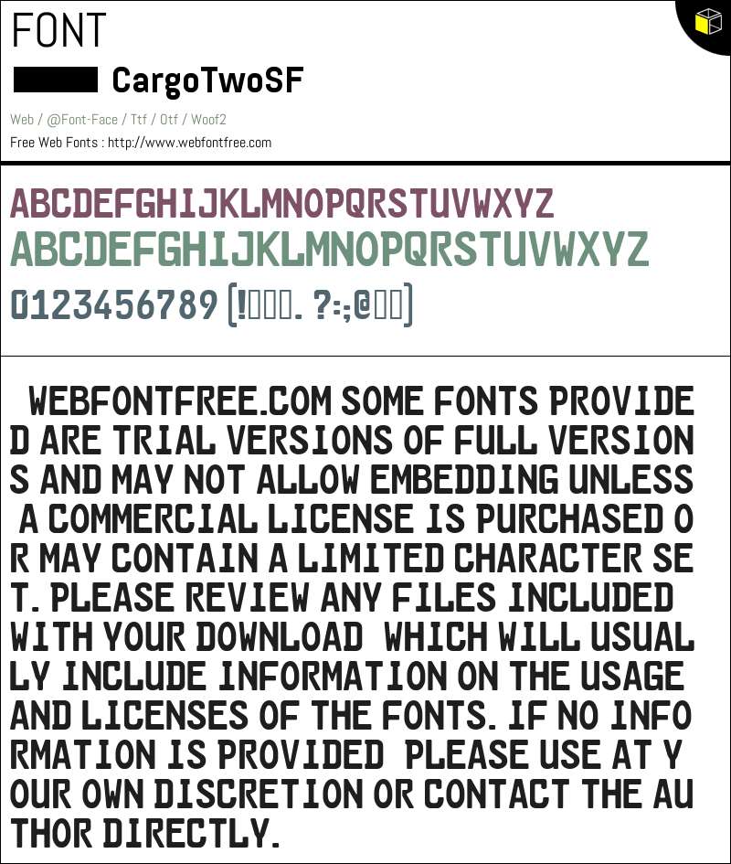 Cargo Two SF Fonts Downloads - WebFontFree.Com