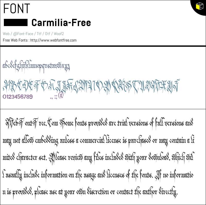 Carmilia Free Fonts Downloads - WebFontFree.Com