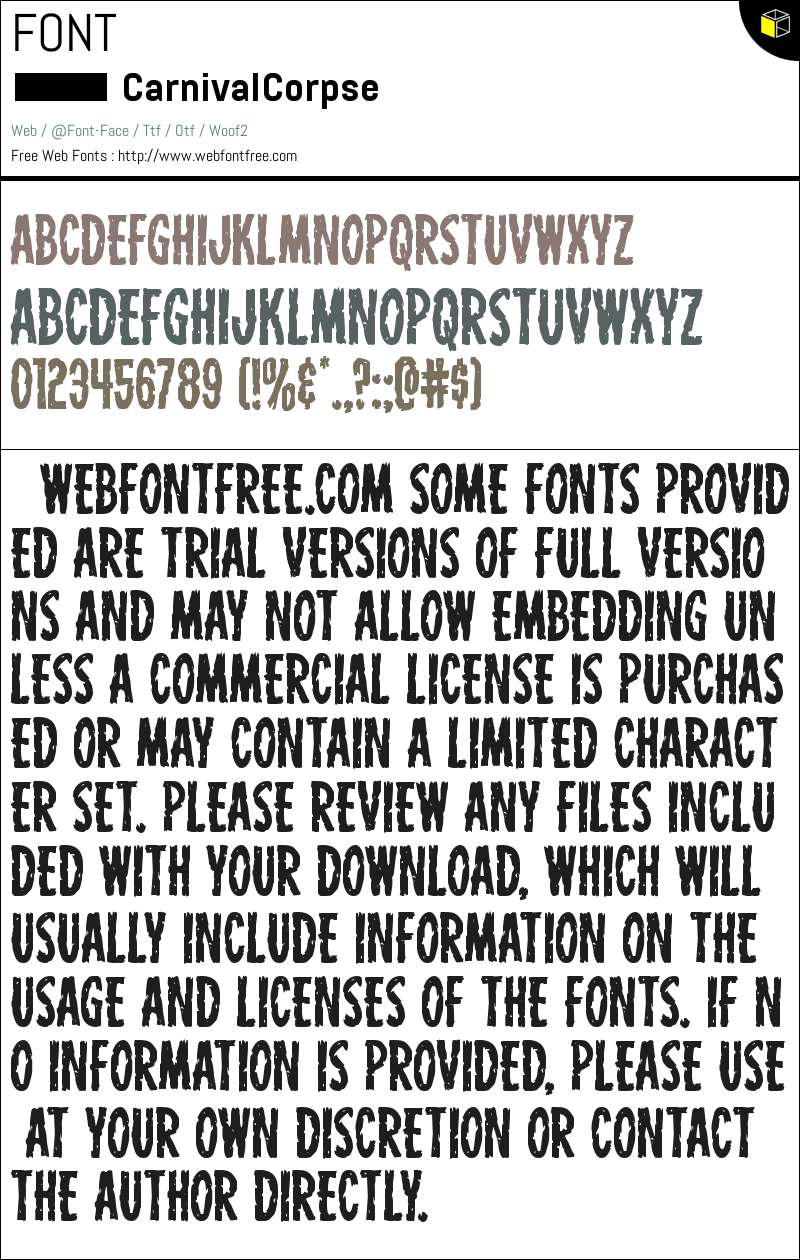 Carnival Corpse Fonts Downloads - WebFontFree.Com
