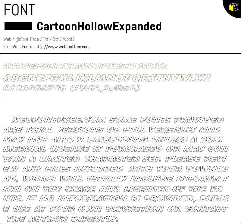 Cartoon Hollow Expanded Fonts Downloads - WebFontFree.Com