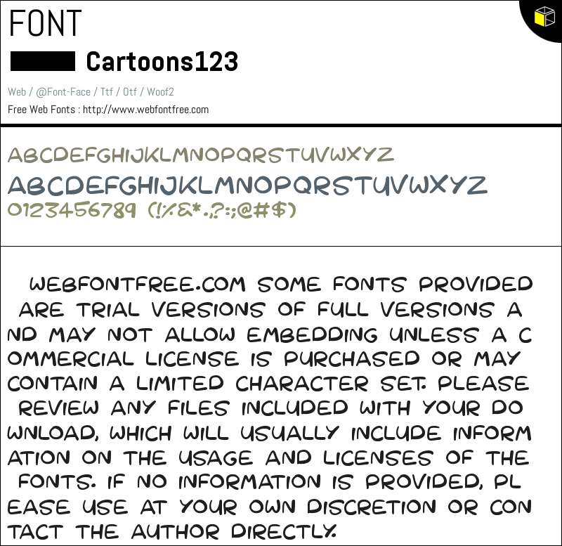 Cartoons 123 Fonts Downloads - WebFontFree.Com