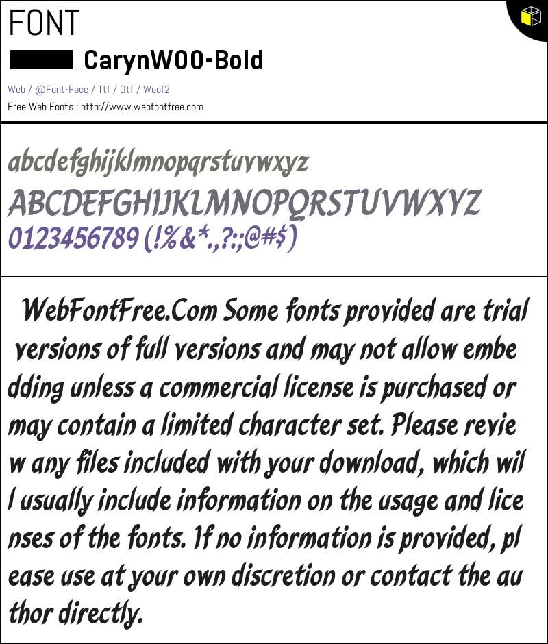 Caryn W00 Bold Fonts Downloads - WebFontFree.Com