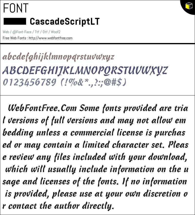 Cascade Script LT Fonts Downloads - WebFontFree.Com