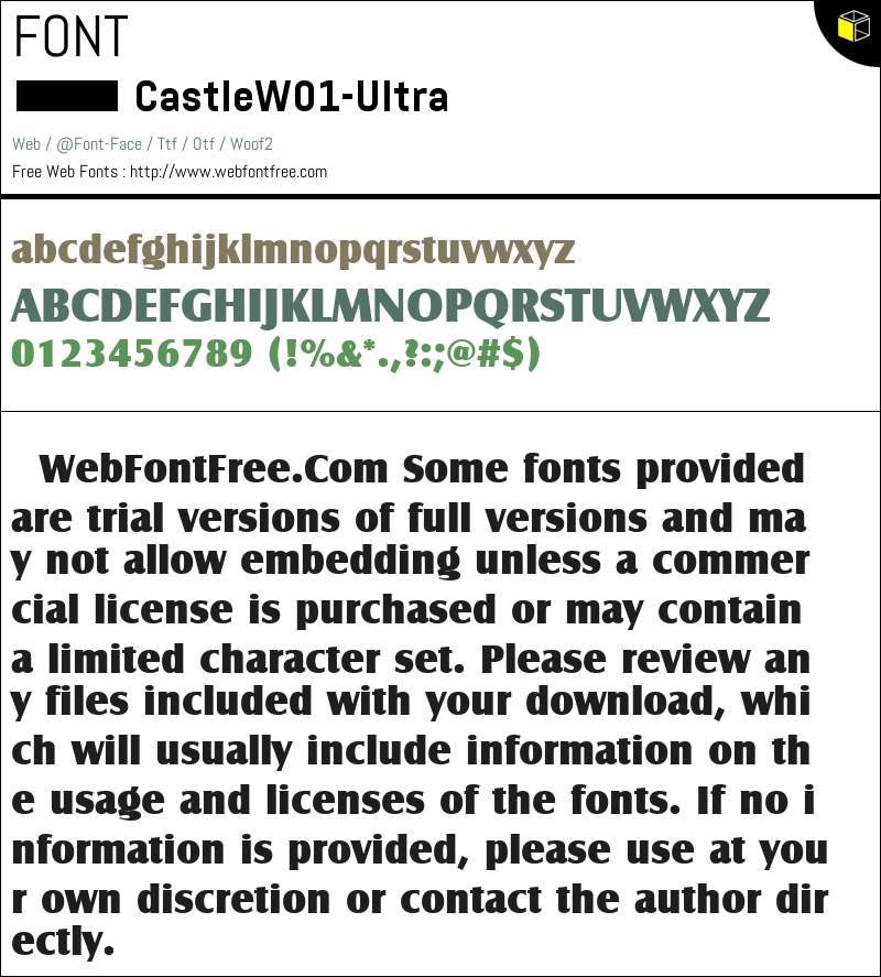 Castle W01 Ultra Fonts Downloads - WebFontFree.Com