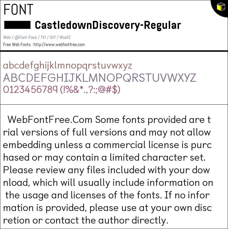 Castledown Discovery Fonts Downloads - WebFontFree.Com