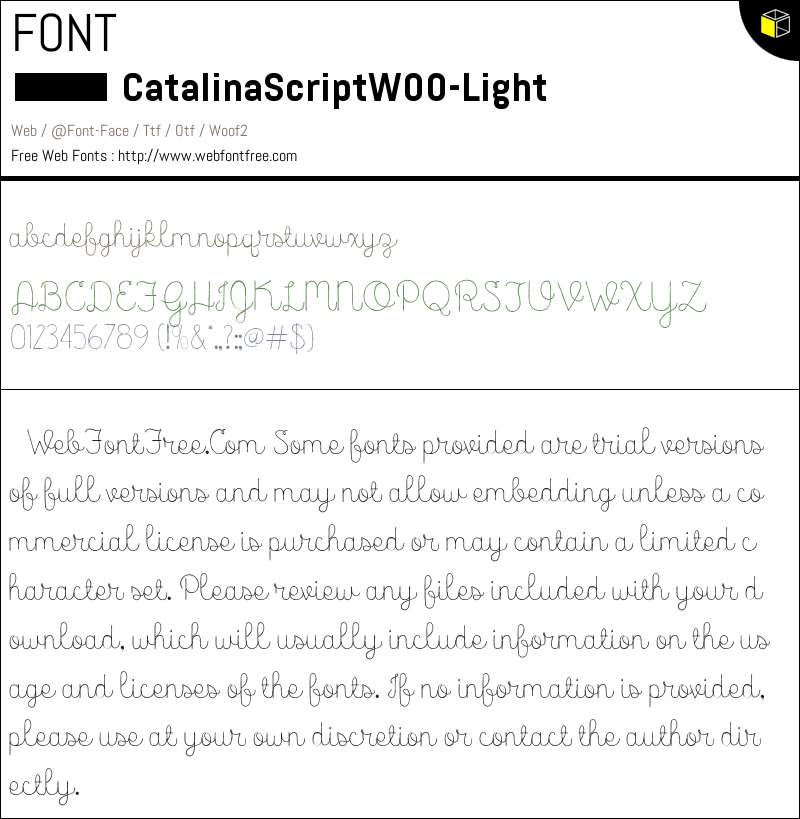 Catalina Script W00 Light Fonts Downloads - WebFontFree.Com