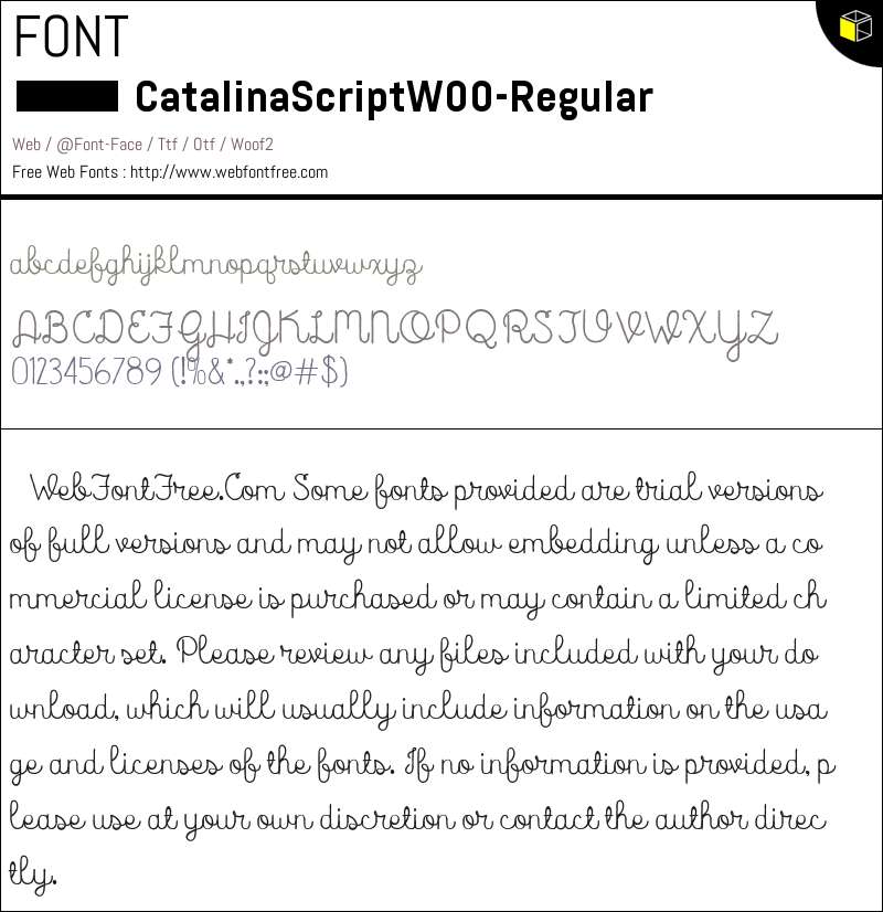Catalina Script W00 Regular Fonts Downloads - WebFontFree.Com