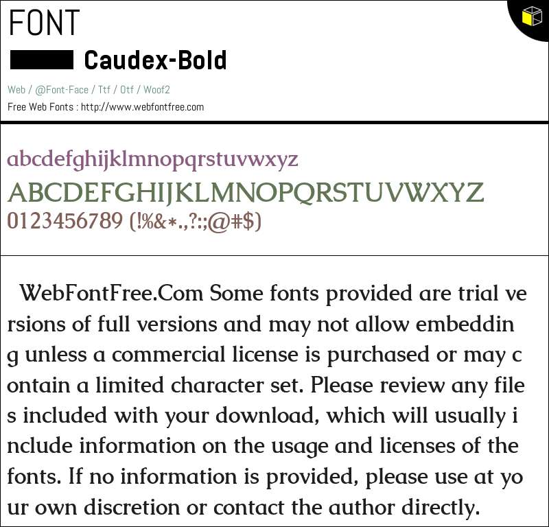 Caudex Bold Fonts Downloads - WebFontFree.Com