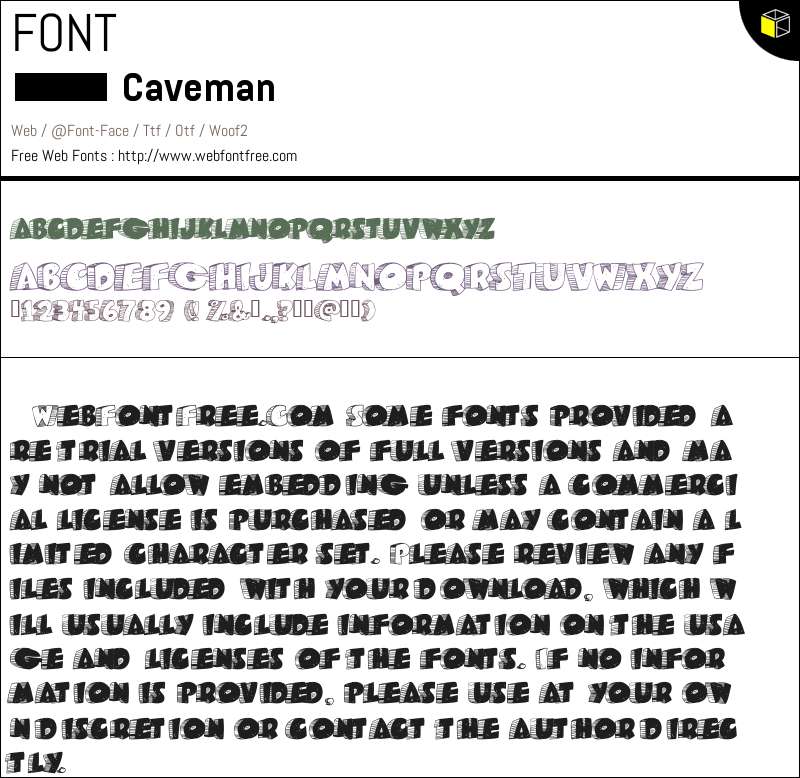 Caveman Fonts Downloads - WebFontFree.Com