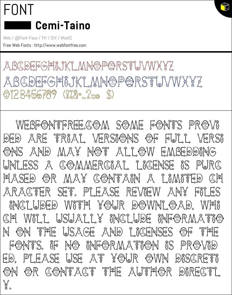 Cemi-Taino Fonts Downloads - WebFontFree.Com
