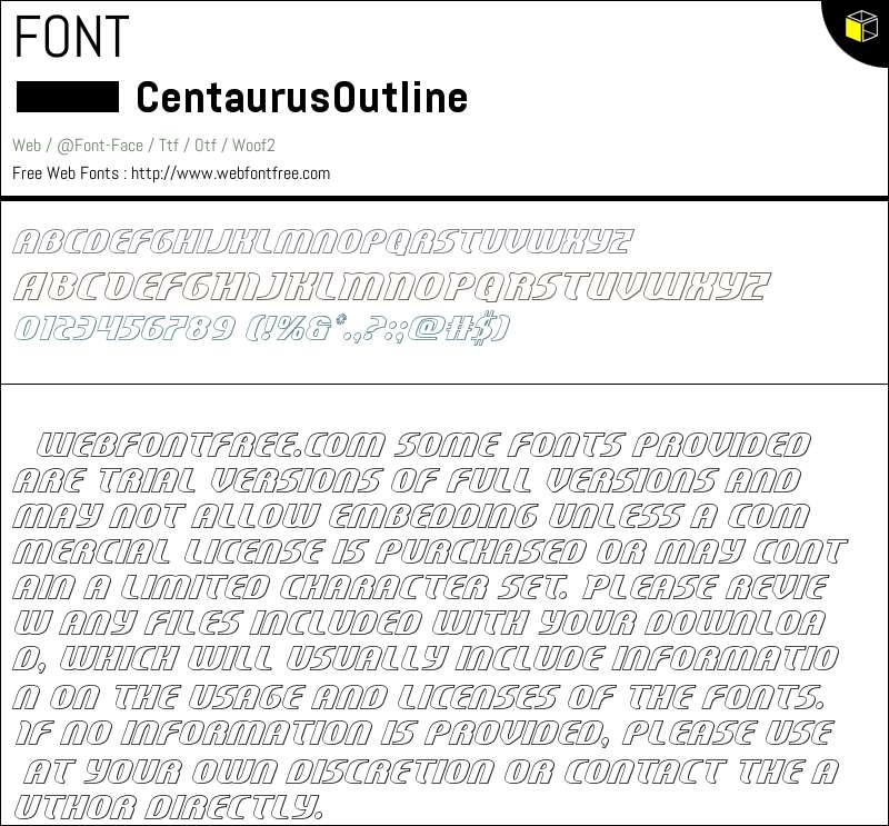 Centaurus Outline Fonts Downloads - WebFontFree.Com