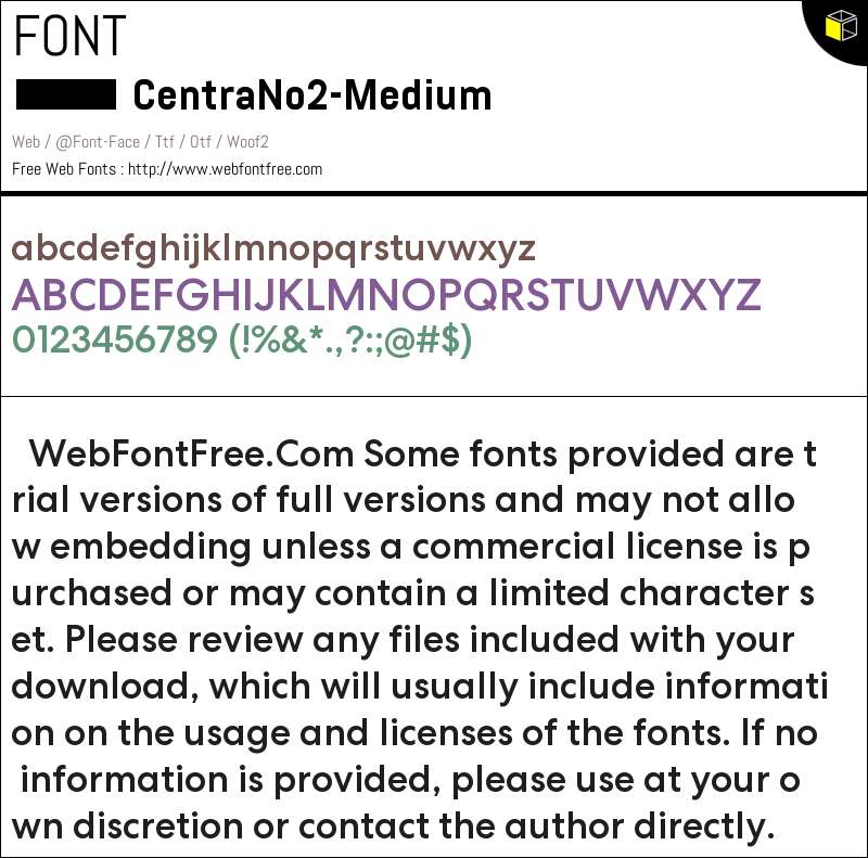 Centra No2 Medium Fonts Downloads - WebFontFree.Com