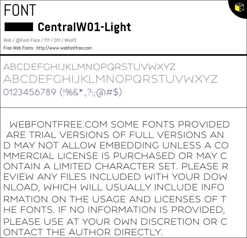 Central W01 Light Fonts Downloads - WebFontFree.Com