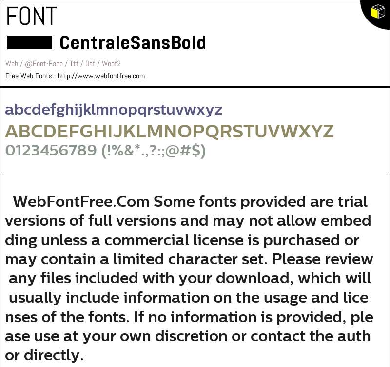 CentraleSansBold 字体 下载 - WebFontFree.Com
