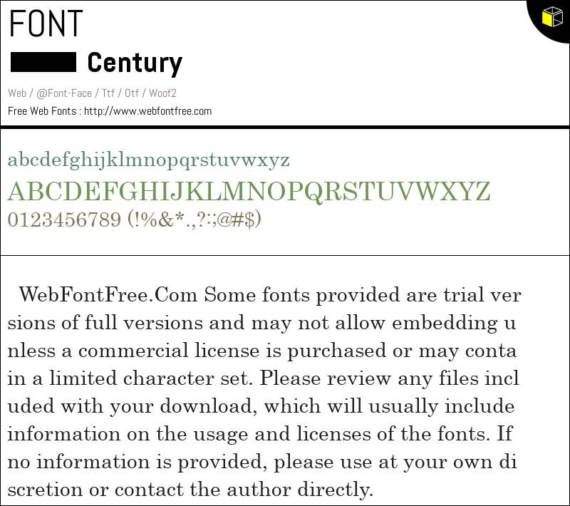 Century 字体 下载 - WebFontFree.Com