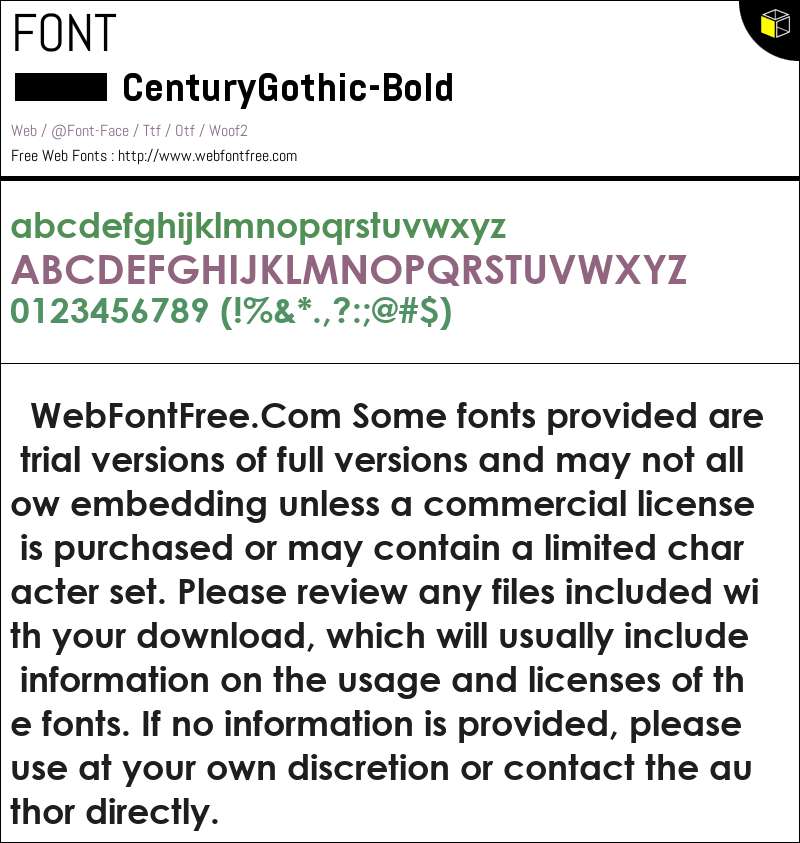 Century Gothic Bold Fonts Downloads - WebFontFree.Com