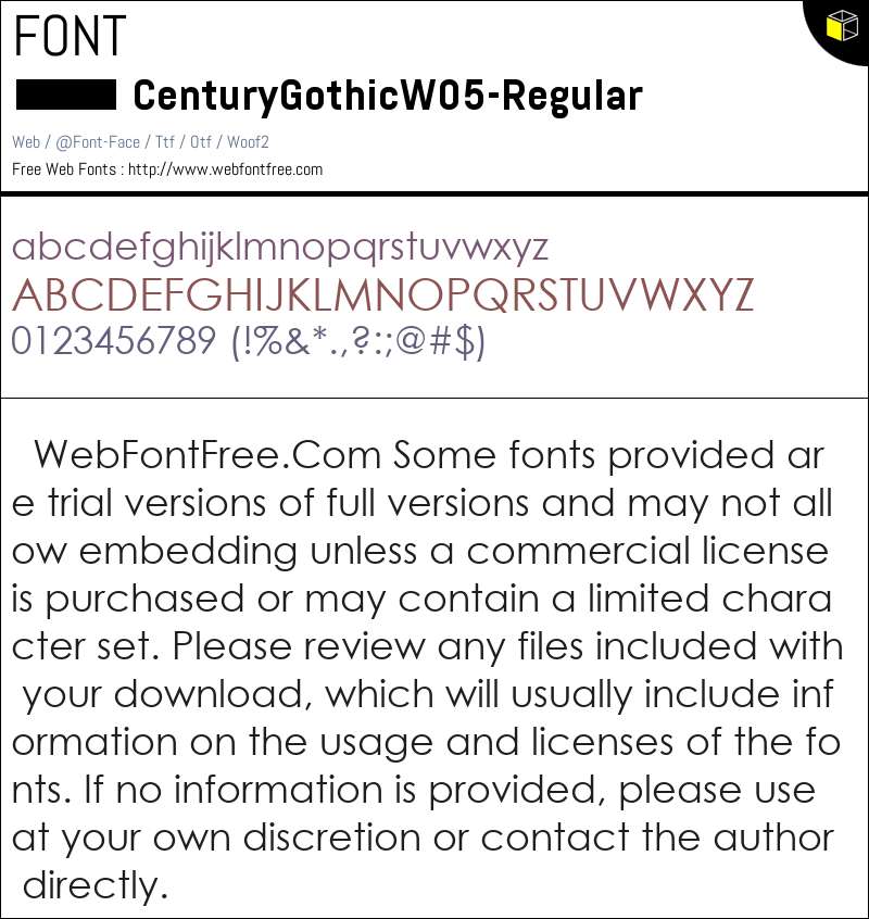 Century Gothic W05 Regular 字体 下载 - WebFontFree.Com